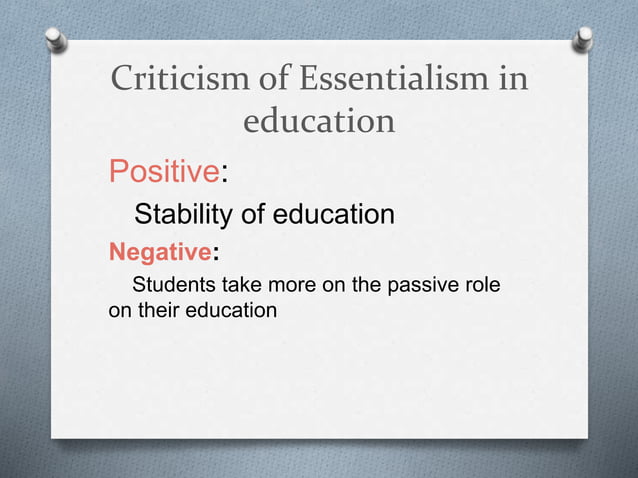 Essentialism | PPTX | Primary Education | Education