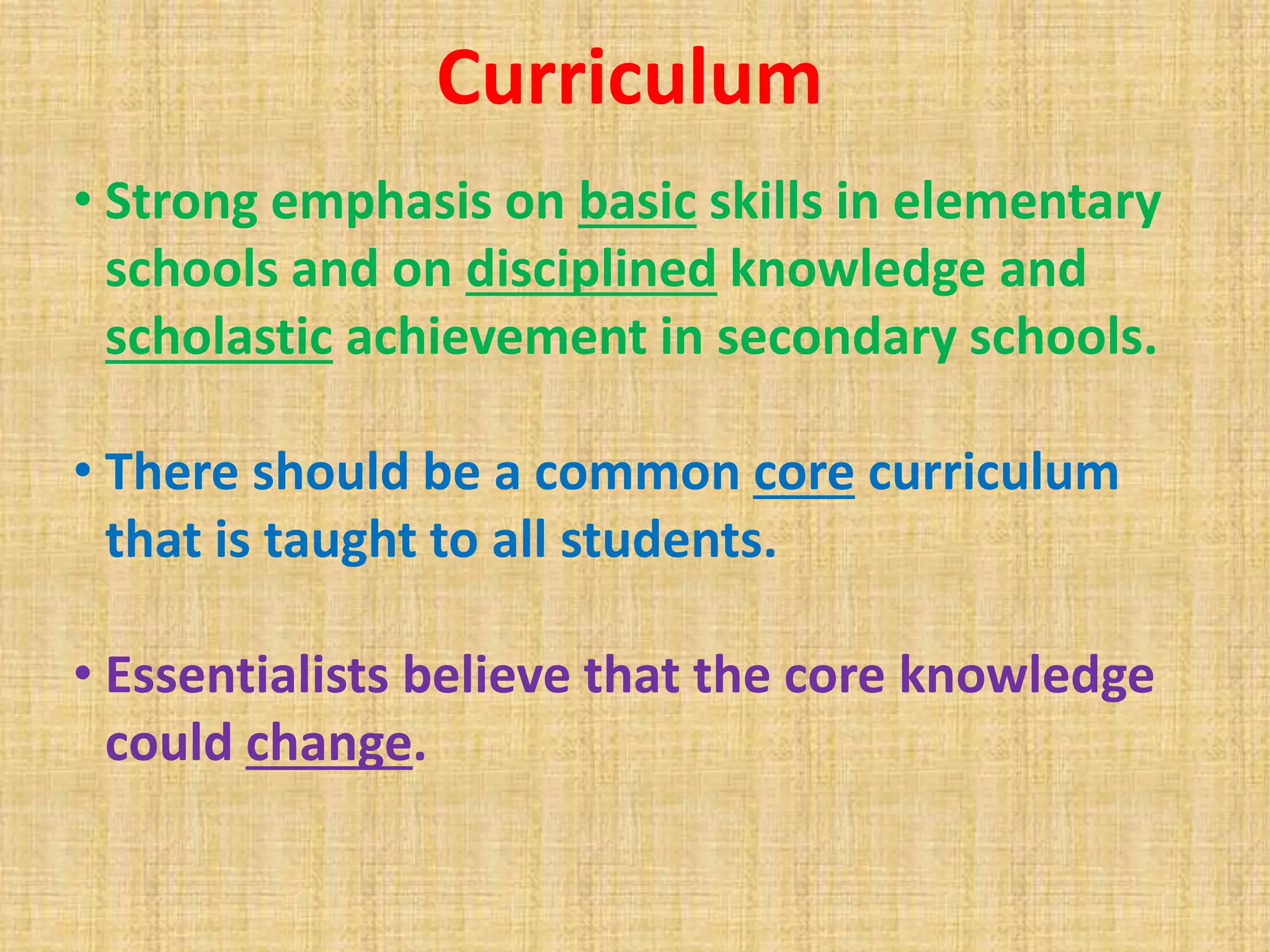 Essentialism in Education | PPTX