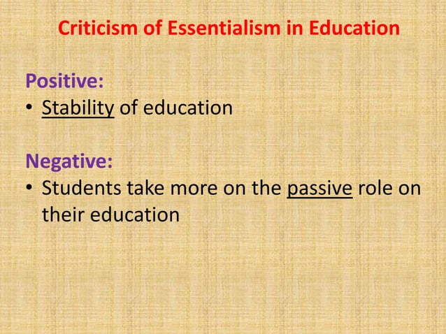 Essentialism in Education | PPTX