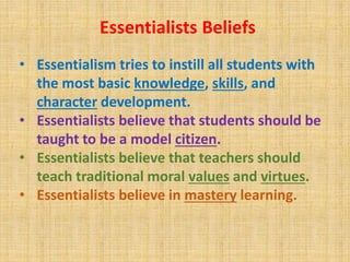 Essentialism in Education | PPTX