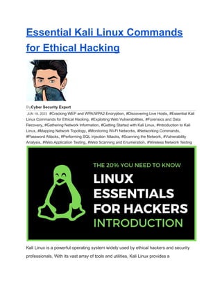 Essential Kali Linux Commands for Ethical Hacking.pdf | Operating Systems | Computer Software ...