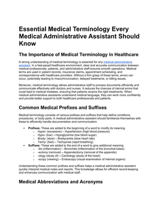 Essential Medical Terminology Every Medical Administrative Assistant ...