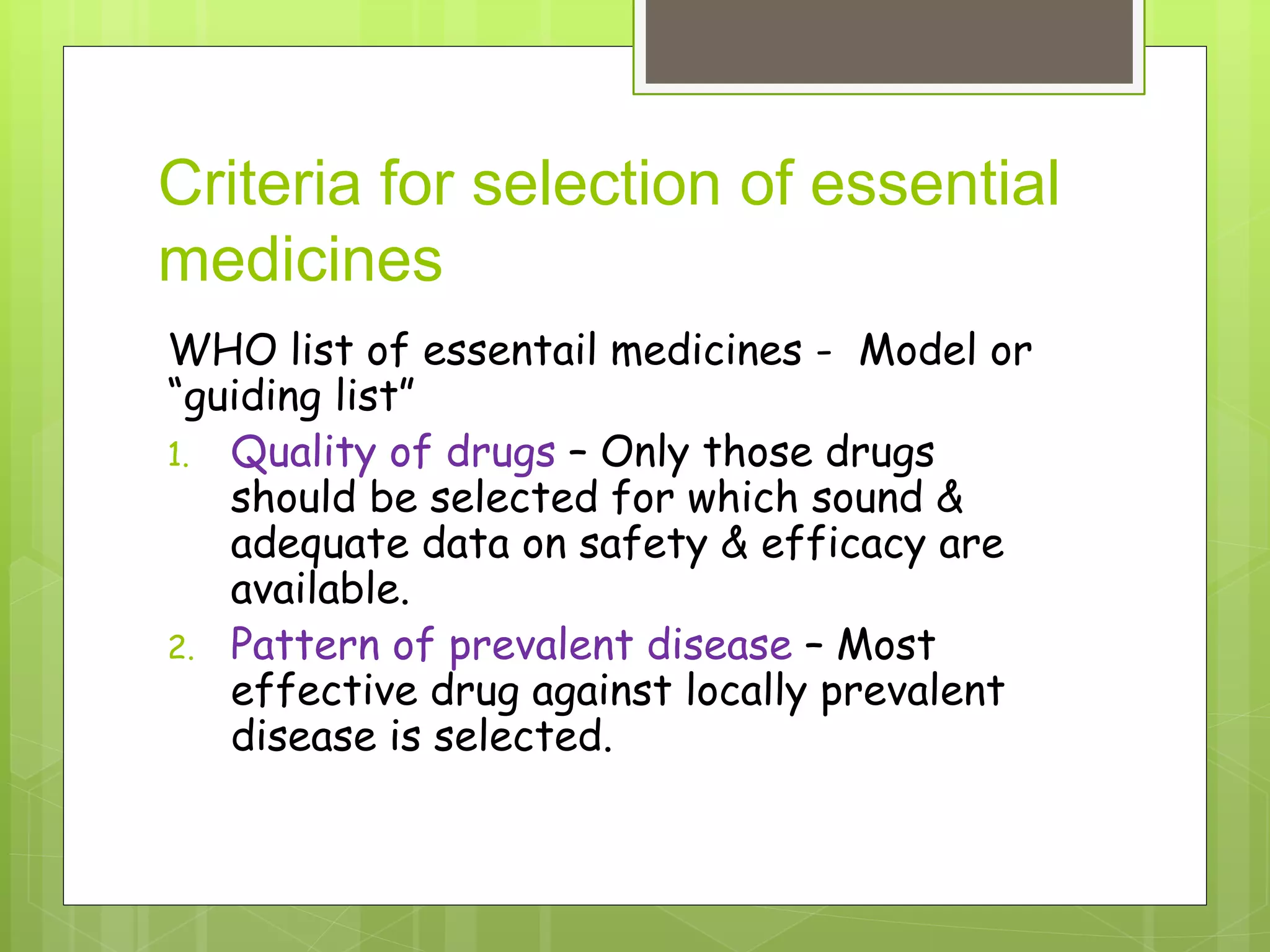 Essential medicine concepts | PPTX