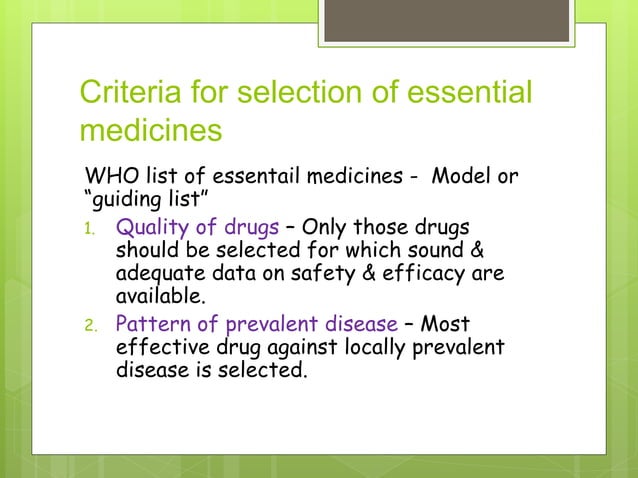 Essential medicine concepts | PPTX