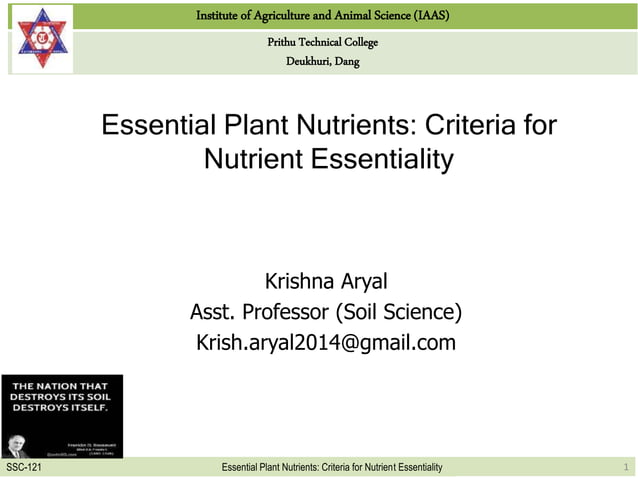 Essential Plant Nutrients Criteria | PPT