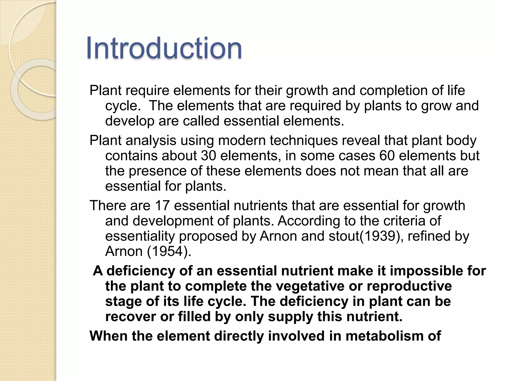 Essential nutrients for plants, their function and deficiency symptoms ...