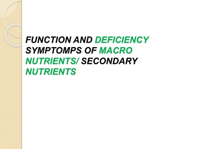 Essential nutrients for plants, their function and deficiency symptoms ...