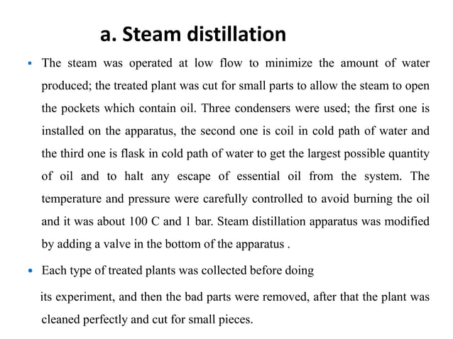 Essential oil extraction methods of aromatic crops | PPTX