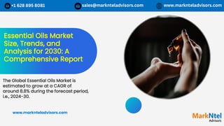 Essential Oils Market Size, Share & Revenue Analysis | Forecast 2030 | PPT