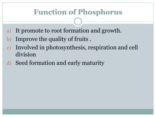 Essential plant nutrients and their functions | PPTX