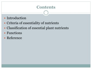 Essential plant nutrients and their functions | PPTX