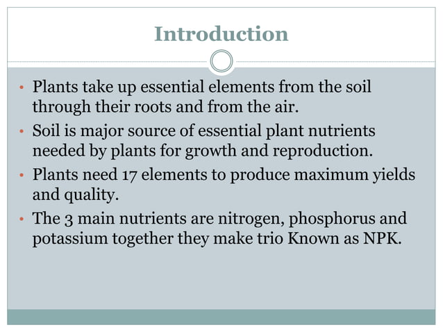 Essential plant nutrients and their functions | PPTX