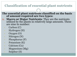Essential plant nutrients and their functions | PPTX