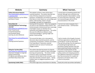 Essential questions | DOCX | Educational Assessment | Education
