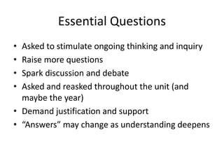 Using the essential questions matrix | PPTX