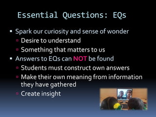 Essential Questions and DOK Thinking Levels - EDSU 533 | PPTX