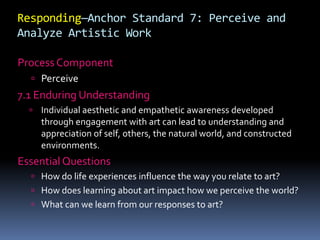 Essential questions and enduring understandings of Visual Arts | PPTX