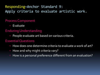 Essential questions and enduring understandings of Visual Arts | PPTX