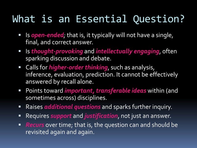 Essential Questions for Enduring Understanding | PPTX | Educational ...