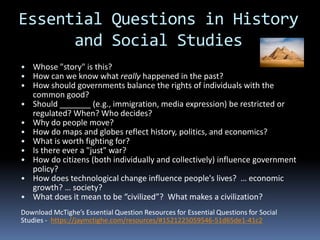 Essential Questions for Enduring Understanding | PPTX