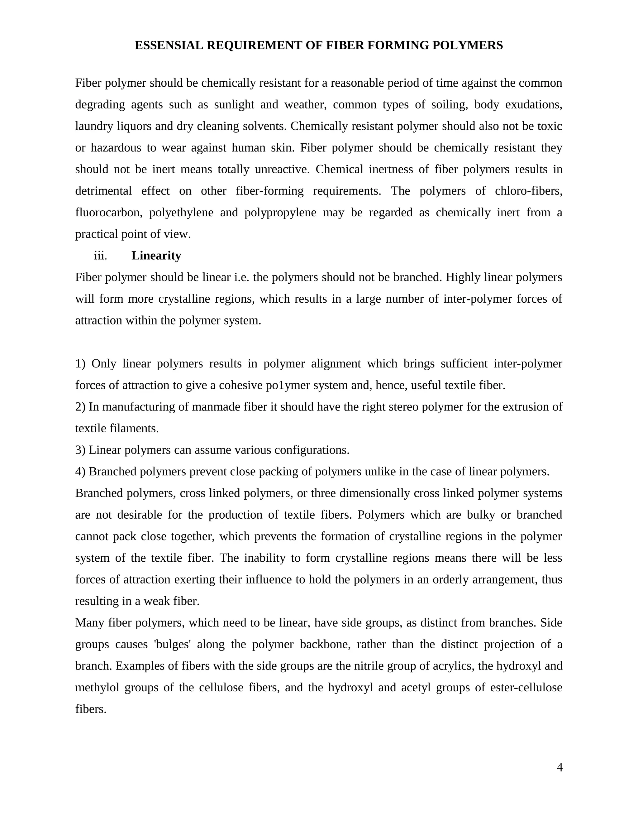 Essential requirements of fiber forming polymers | PDF