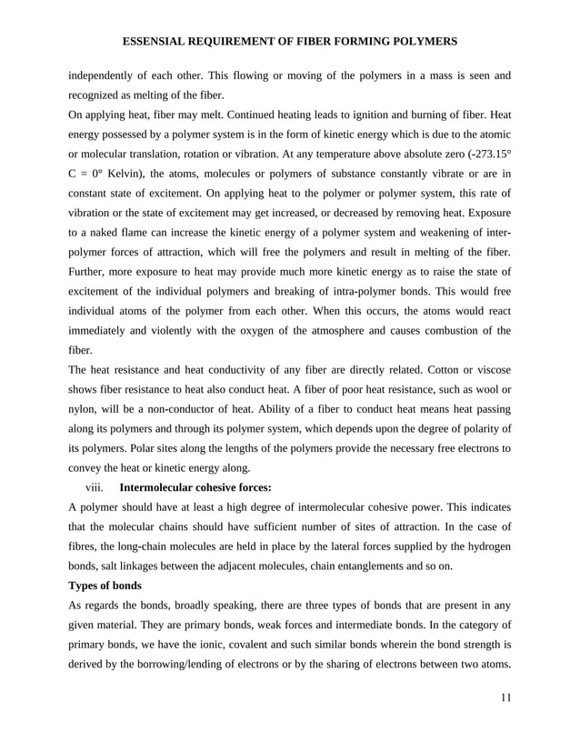 Essential requirements of fiber forming polymers | PDF