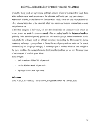 Essential requirements of fiber forming polymers | PDF
