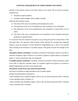 Essential requirements of fiber forming polymers | PDF