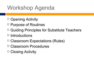 Essential Routines for Substitute Teachers | PPT