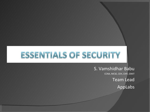 Essentials Of Security | PPT