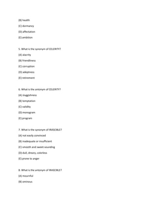 Essential Sat Vocabulary Flashcards | PDF | Death, Injury, or Military ...