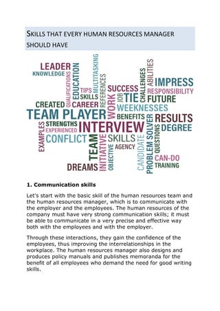 Essential skills an hr manager need to have | PDF