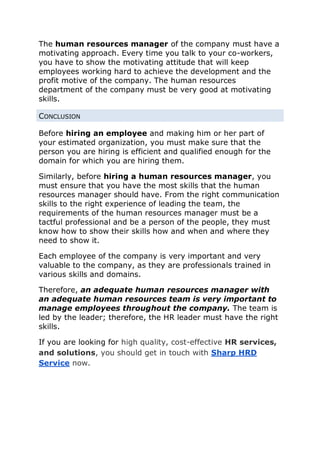 Essential skills an hr manager need to have | PDF