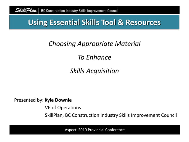 Essential skillsskillplan | PPT