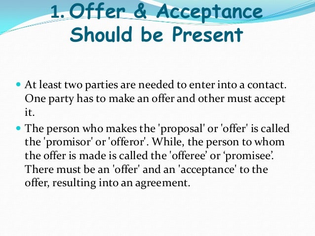 Essentials of a valid contract