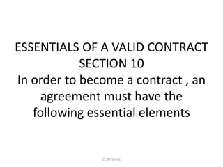 Essentials of a valid contract under indian contract for academic ...