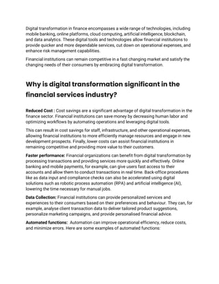 Essentials of Digital Transformation in Financial Services | PDF