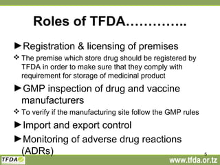 The role of (Tanzania Food and Drugs Authority) TFDA in the control of ...