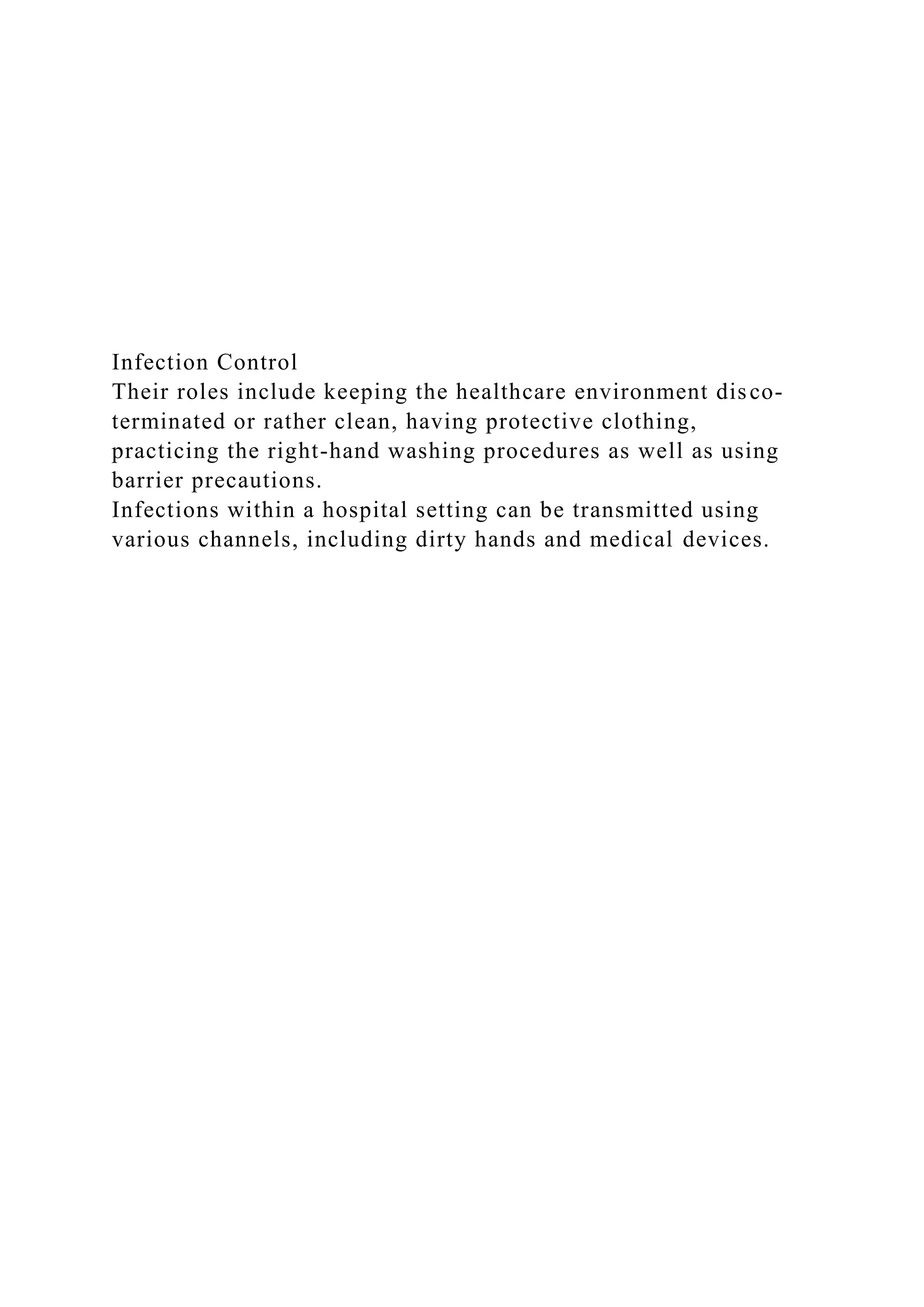 ESSENTIALS OF EVIDENCE BASED PRACTICE Infection Control Octo.docx