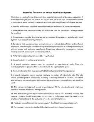 Essentials of good motivation | DOCX