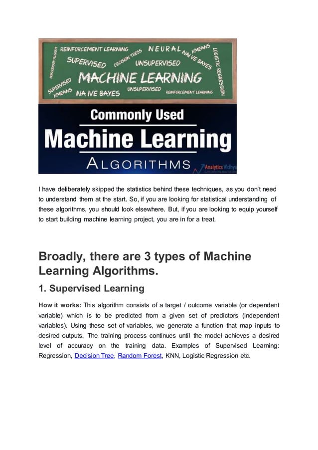 Essentials of machine learning algorithms | PDF
