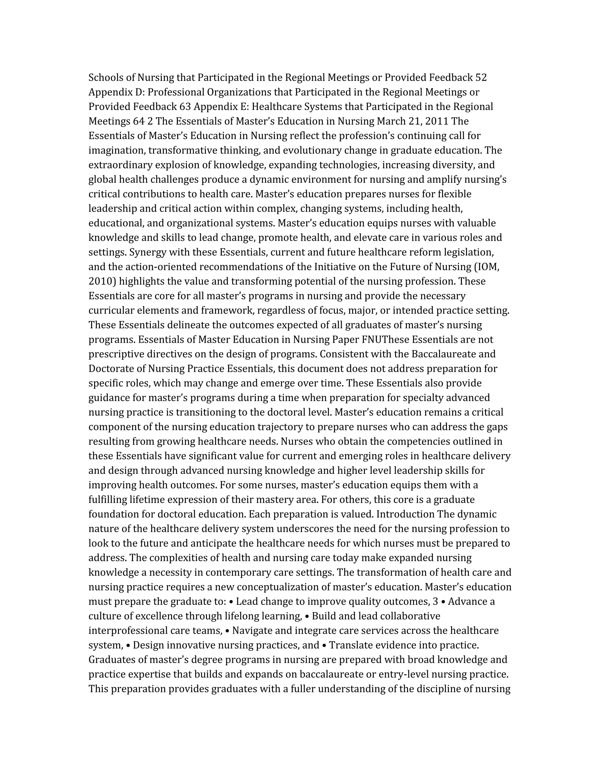 Essentials of Master Education in Nursing Paper FNU.docx