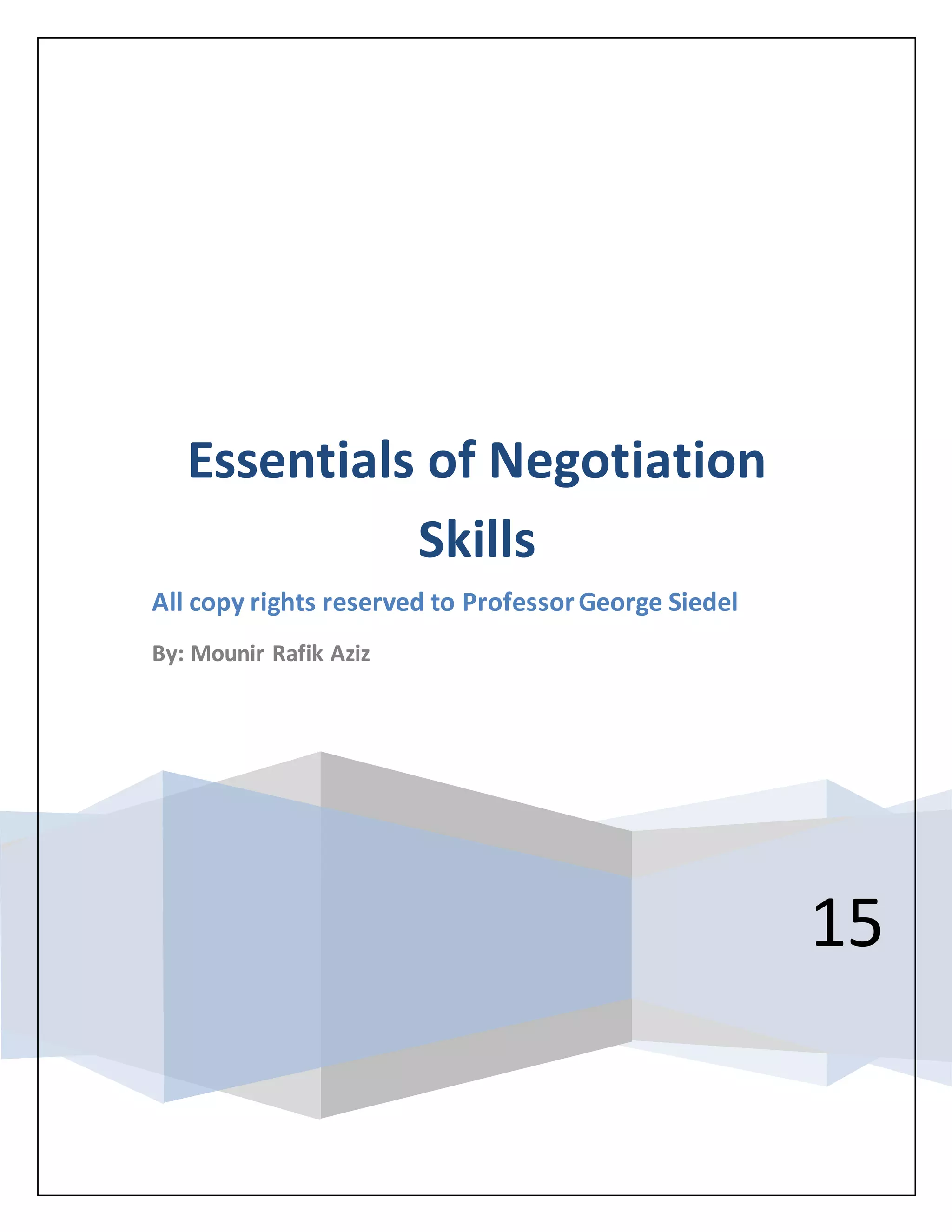 Essentials of negotiation skills | DOCX