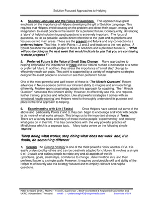 Essentials of the Solution Focused Approach to Helping | PDF | Medical ...