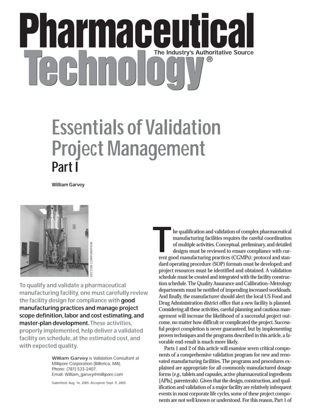 Essentials Of Validation Project Management Part 1 Pdf