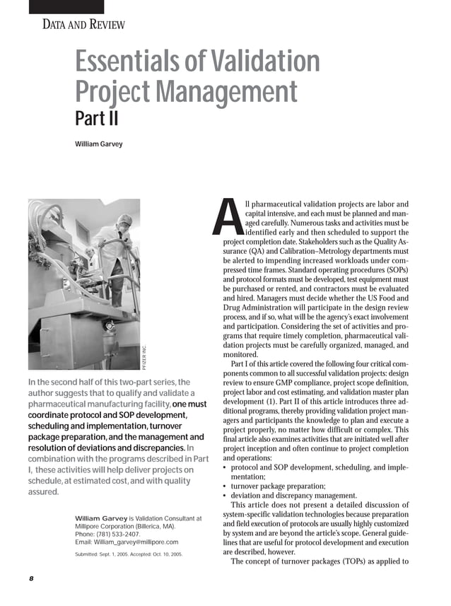 Essentials Of Validation Project Management Part 2 Pdf