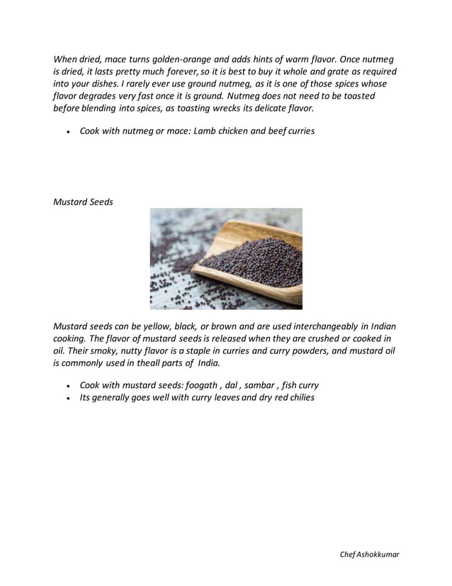 Essential spices for indian cooking | DOCX