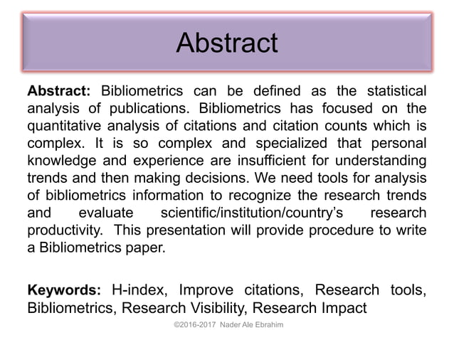 Essential steps to write a Bibliometric paper | PPT
