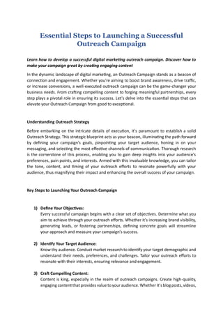 Essential Steps to Launching a Successful Outreach Campaign | PDF