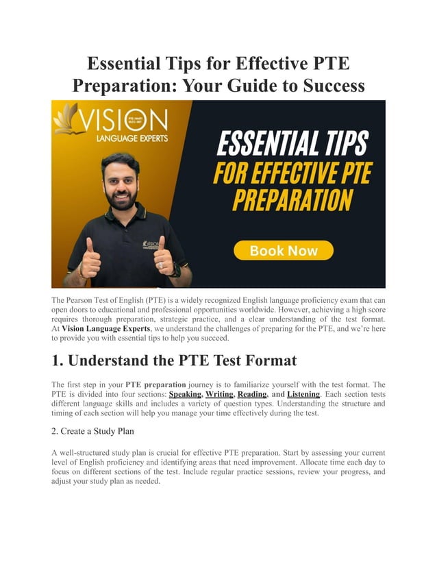 Essential Tips for Effective PTE Preparation: Your Guide to Success | PDF